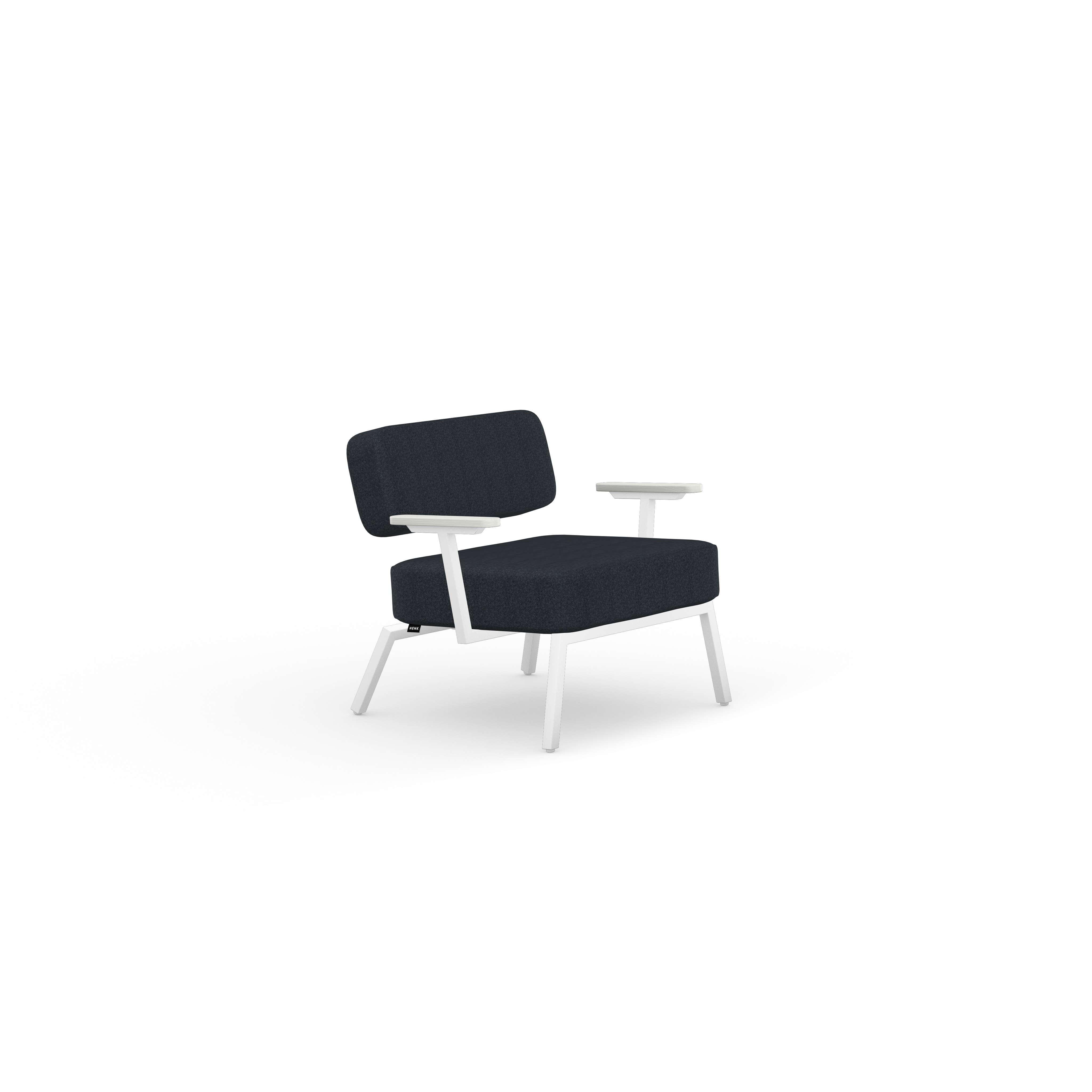 Ode lounge chair with armrest White Oak white lacquer facet middengrijs1001